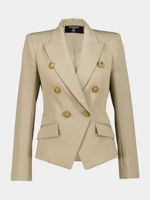 Balmain Sable 6-button Cotton Blazer - Beige