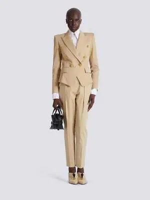 Balmain Sable 6-button Cotton Blazer - Beige