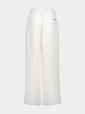 AMI Paris Blended Linen Trousers With Elasticated Waist - Cream