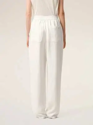 AMI Paris Blended Linen Trousers With Elasticated Waist - Cream