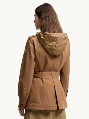Moncler Hooded Gabardine Field Jacket - Brown
