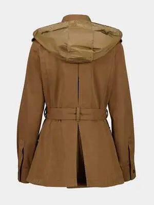 Moncler Hooded Gabardine Field Jacket - Brown