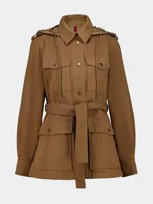 Moncler Hooded Gabardine Field Jacket - Brown