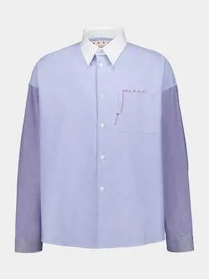 Marni Two-tone Cotton Buttoned Shirt - Blue