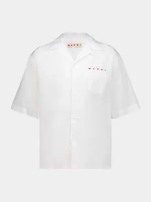 Marni Lily Poplin Bowling Shirt With Peeking Logo - White