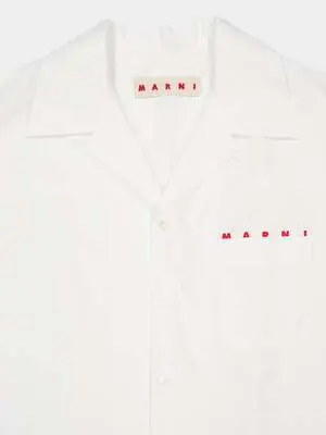 Marni Lily Poplin Bowling Shirt With Peeking Logo - White