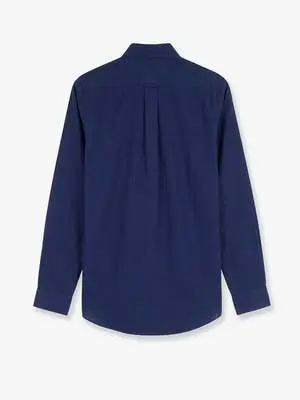Polo Ralph Lauren Linen Shirt With Embroidered Logo On The Front - Blue