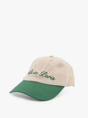 WALK IN PARIS Embroidered Denim Cap - Beige