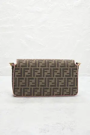 Fendi Zucca Embroidered Baguette Shoulder Bag