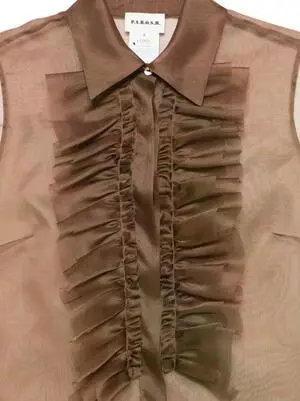 P.a.r.o.s.h Shake Ruffled Sleeveless Blouse - Brown