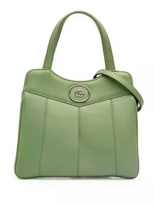 Gucci Petite Gg Leather Tote Satchel - Green