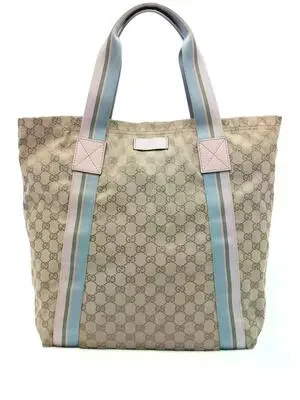 Gucci Gg Canvas Web Tote Bag - Brown