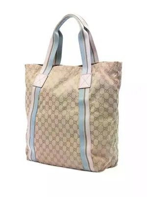 Gucci Gg Canvas Web Tote Bag - Brown