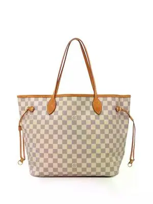 LOUIS VUITTON 2014 Damier Azur Neverfull Mm Tote Bag - White