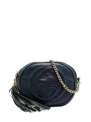 Gucci Mini Pebbled Calfskin Soho Chain Crossbody Bag - Blue