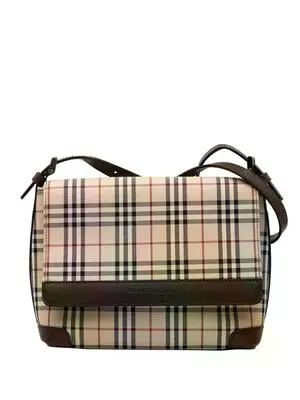 Burberry House Check Canvas Flap Crossbody Bag - Brown