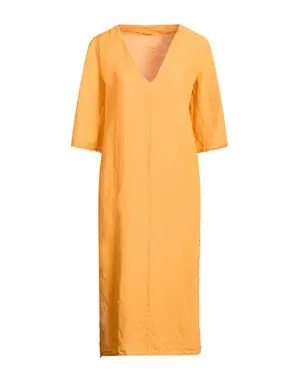 120% Lino Linen Midi Kaftan Dress - Mandarin