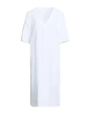 120% Lino Midi Dress Size Linen - White