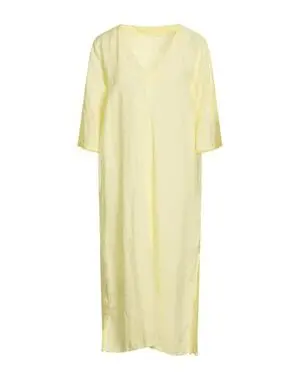120% Lino Midi Dress Size Linen - Yellow