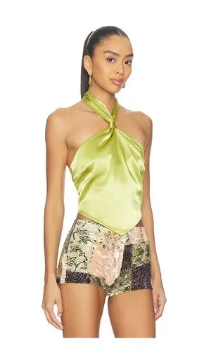 Superdown Martine Halter Neck Top With Tie Back