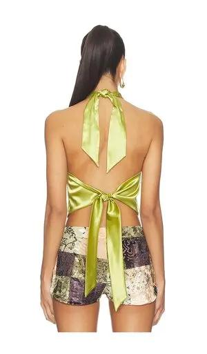 Superdown Martine Halter Neck Top With Tie Back