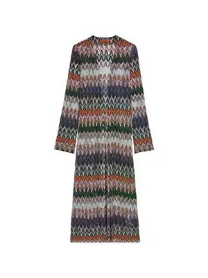Missoni Chevron Fine-knit Coat - Blue