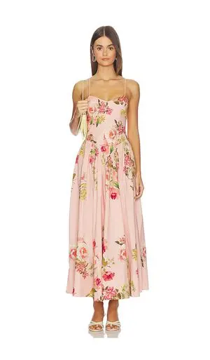Hemant & Nandita Floral Print Corset Midi Dress