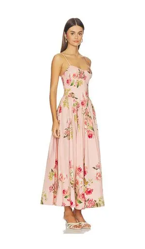 Hemant & Nandita Floral Print Corset Midi Dress