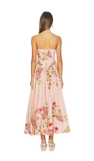 Hemant & Nandita Floral Print Corset Midi Dress