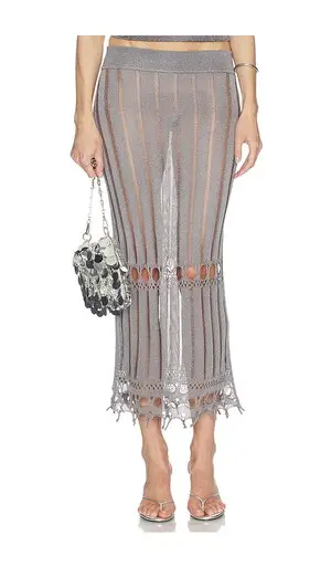 LOVERS AND FRIENDS Francie Metallic Knit Maxi Skirt