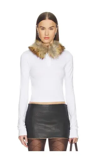 We11Done Faux Fur Collar T-shirt - White