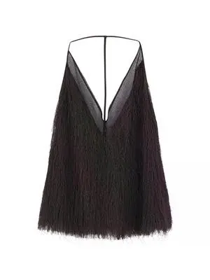 ALYSI Fringed V-neck Top