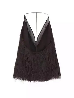 ALYSI Fringed V-neck Top