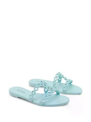 AQUAZZURA Chain Round-toe Slides - Blue