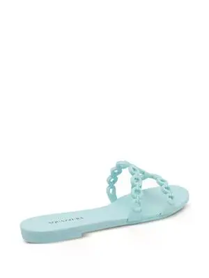 AQUAZZURA Chain Round-toe Slides - Blue