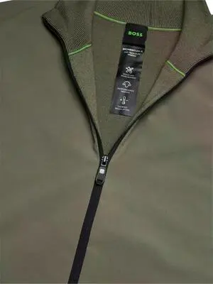 BOSS Ribbed Zip Jacket - Green