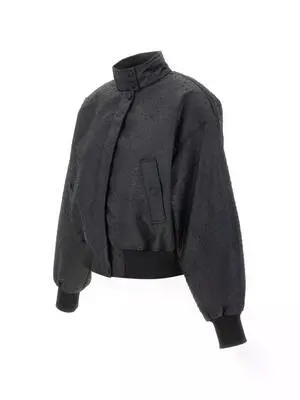 Elisabetta Franchi Embossed Ostrich-effect High-neck Jacket - Black