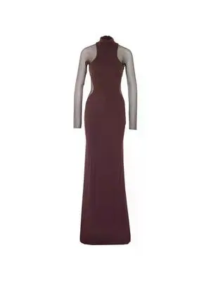 Elisabetta Franchi High-neck Dress With Transparent Sleeves
