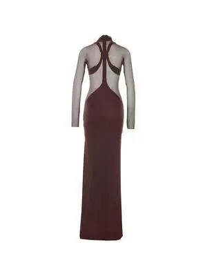 Elisabetta Franchi High-neck Dress With Transparent Sleeves
