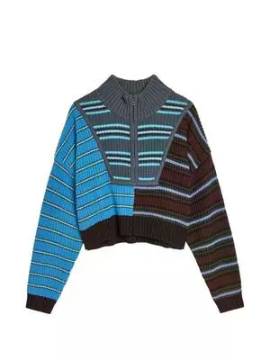 Staud Hampton Striped Zip Knitwear