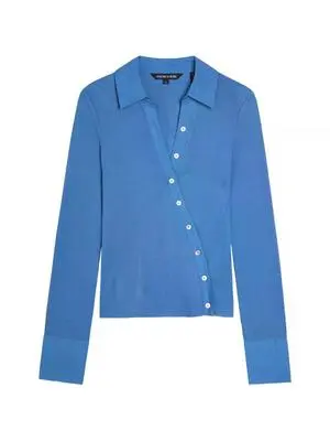Veronica Beard Button Ribbed Top - Blue