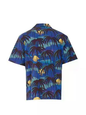 Drole De Monsieur Palm-tree Short-sleeve Shirt - Blue