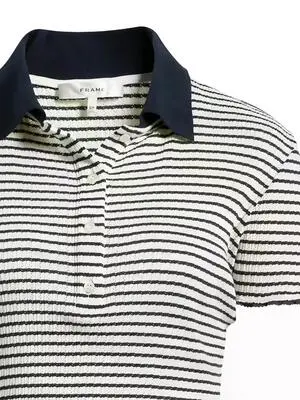 FRAME Striped Knit Polo Top - White