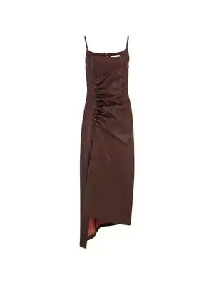 Rabanne Asymmetric Ruched Dress - Red