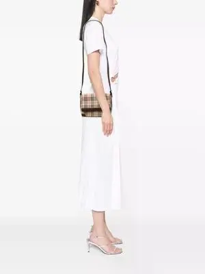 Burberry House Check Canvas Flap Crossbody Bag - Brown