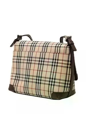 Burberry House Check Canvas Flap Crossbody Bag - Brown