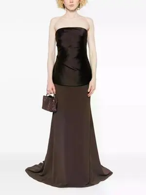Solace London Alia Strapless Maxi Dress - Brown