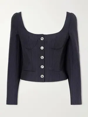 Alexander McQueen Cropped Pinstriped Jacket