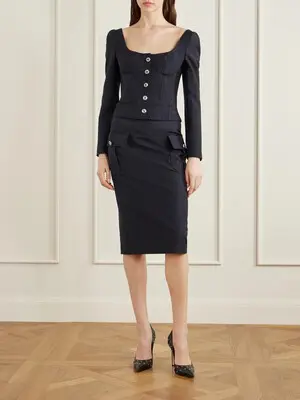 Alexander McQueen Cropped Pinstriped Jacket