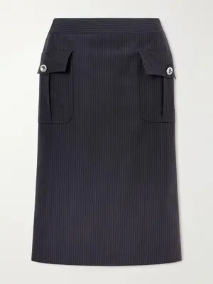 Alexander McQueen Pinstriped Wool And Mohair-blend Midi Skirt